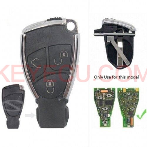 Modified Remote Car Key Shell Case Fob 3 Button for Mercedes-Benz C E S ...