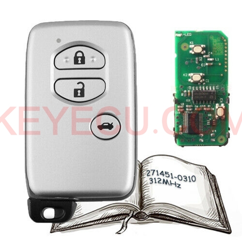Smart Key 3 Button ASK 312MHz- for Toyota Camry Crown Mark X Majesta - 271451-0310,For Toyota