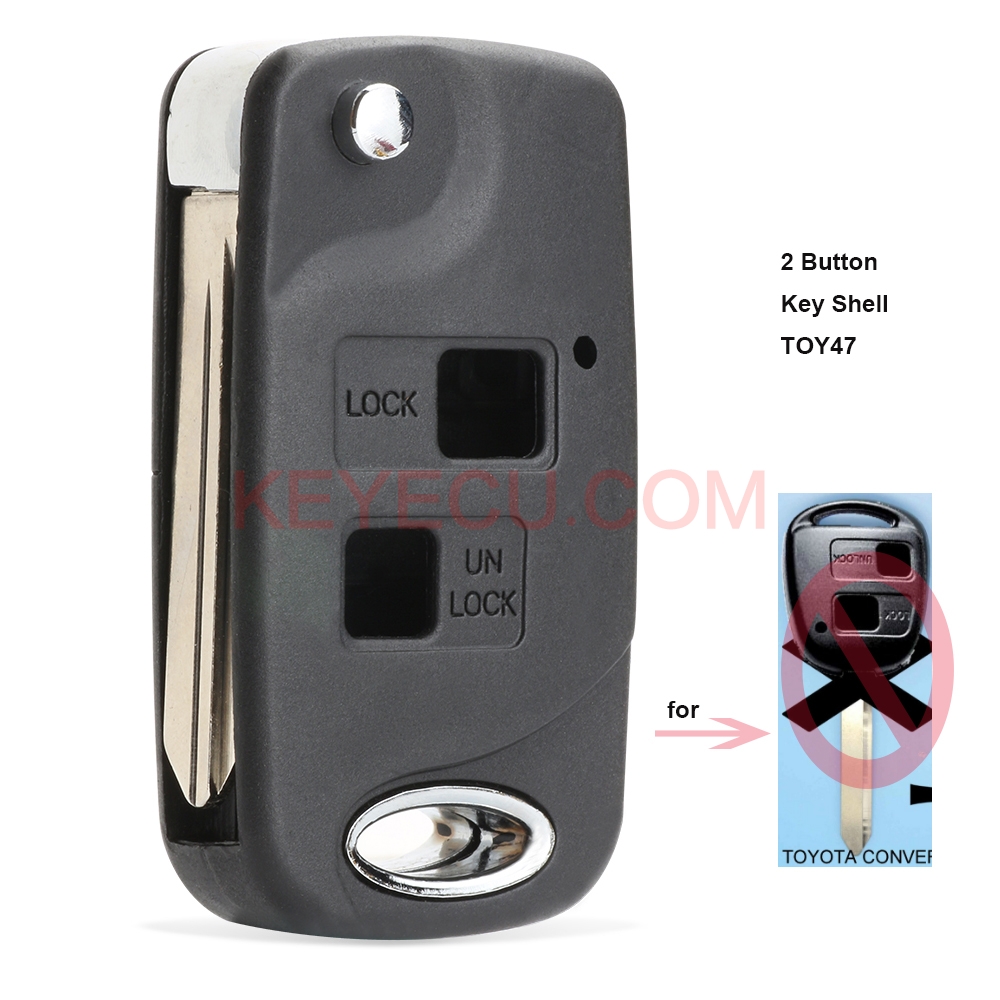 Modified Flip Remote Key Shell 2 Button for Toyota Yaris Carina Corolla ...