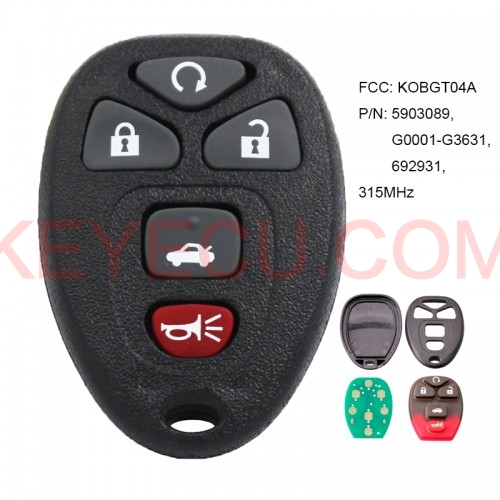 315Mhz Remote Key for Chevrolet Cobalt Malibu 2004-2012 FCC: KOBGT04A P ...