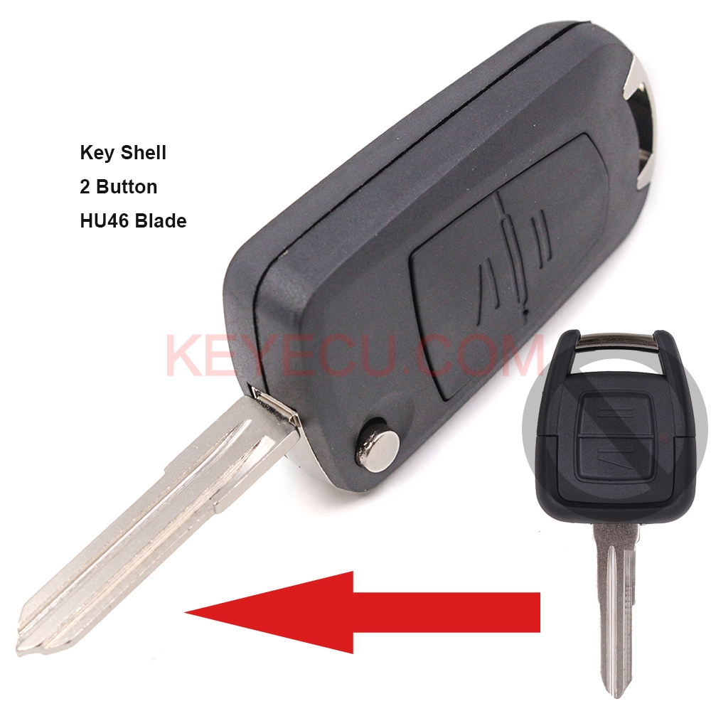 Modified Flip Remote Key Shell 2 Button for Opel HU46,For Opel