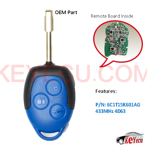 OEM Remote Key 3 Button Keyless Entry Fob 433Mhz With Chip 4D63 for ...
