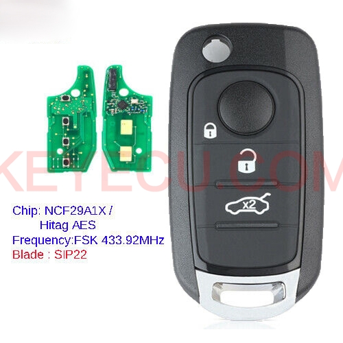 (Original Board ) Replacement Remote Key Fob 3 Button 433.92MHz 4A Chip ...