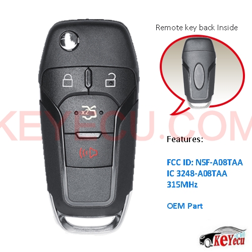 Genuine Remote Flip Key Keyless Entry Fob 315MHz for Ford Fusion FCC ID ...
