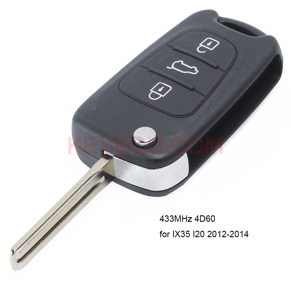 Remote Key 3 Button 433MHz With 80Bit 4D60 Chip for Hyundai IX35 IX35 ...