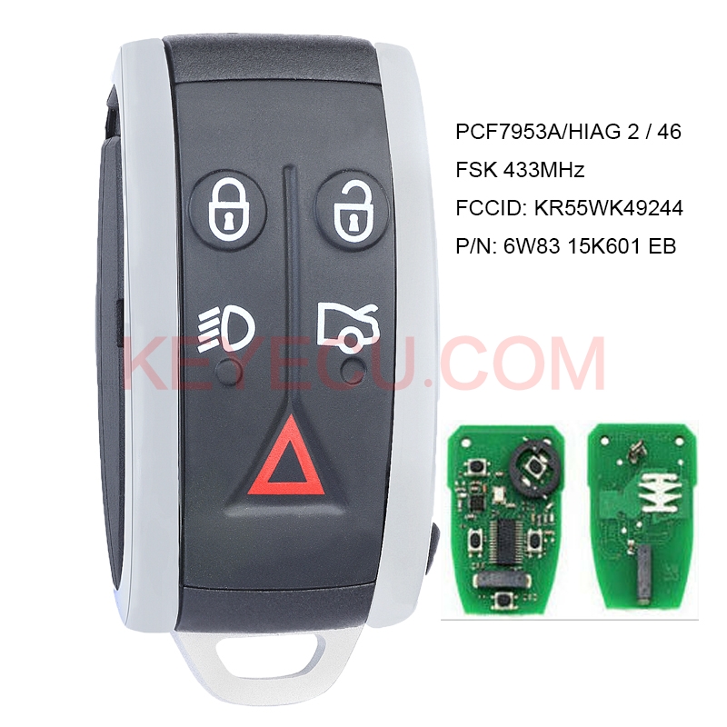 Smart Remote Key Fob FSK 434MHz 5 Button for for JAGUAR XF XFR XK XKR ...