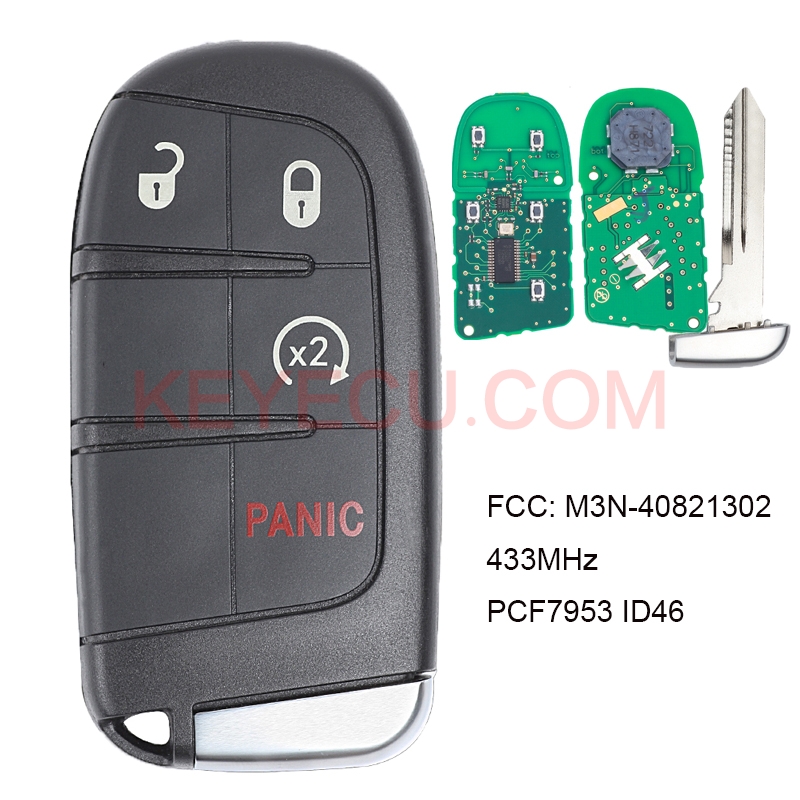 Smart Remote Key Fob 433MHz ID46 for Chrysler 300 Dodge Challenger ...
