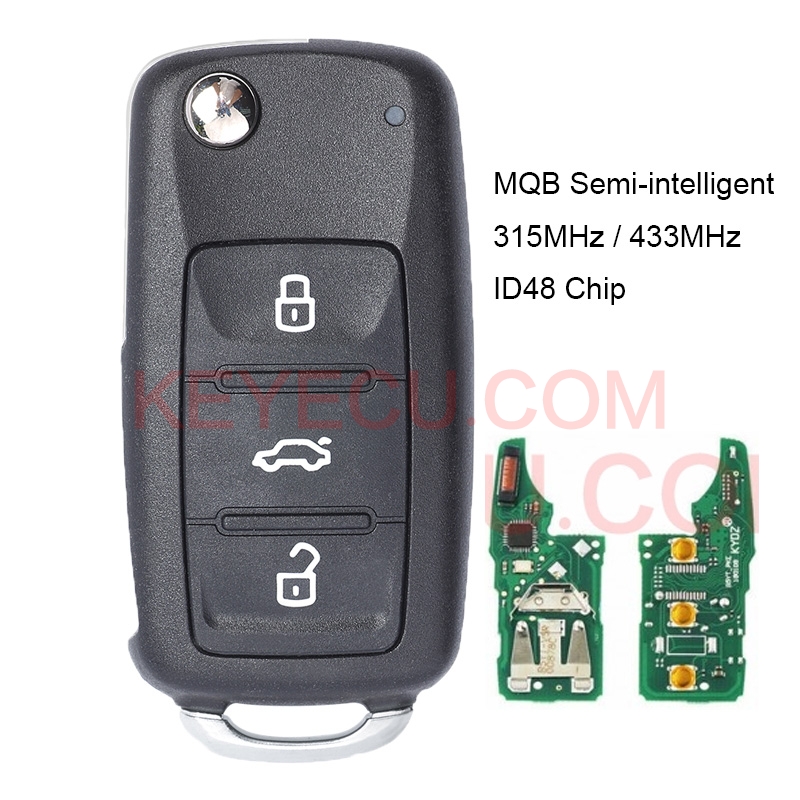 MQB Semi-intelligent Modified Remote Key 3 Button 315MHz / 434MHZ ID48 ...