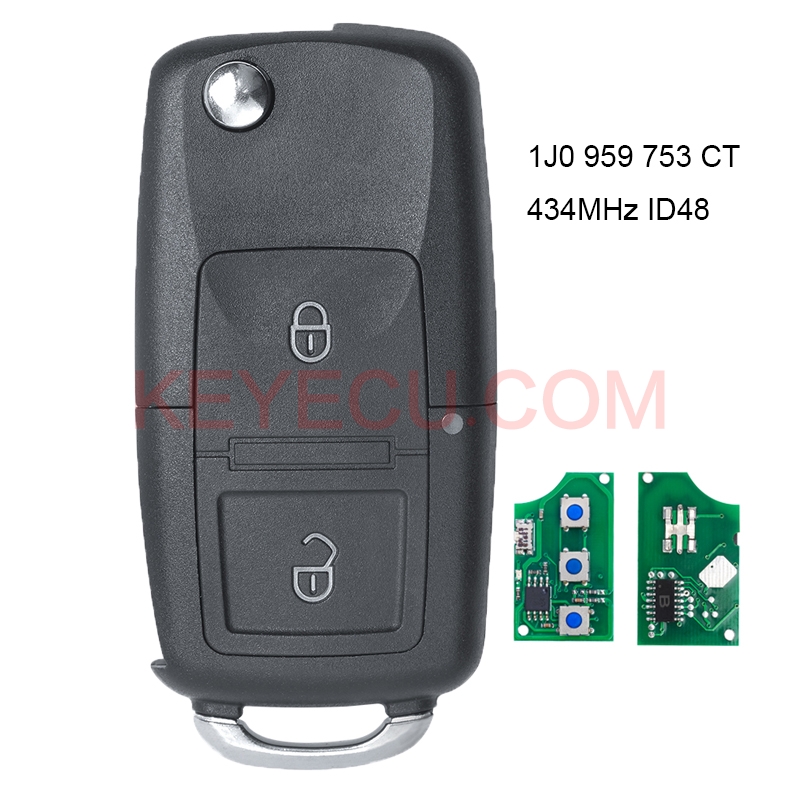 Folding Remote Key 2 Button 434MHz ID48 for Volkswagen Polo MK4 2002 ...