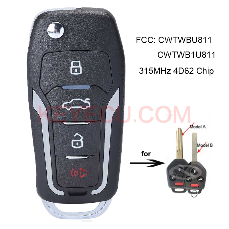 Upgraded Flip Remote Car Key Fob 4 Button 315MHz 4D62 for Subaru ...