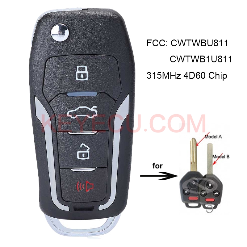 Upgraded Flip Remote Car Key Fob 4 Button 315MHz 4D60 for Subaru ...