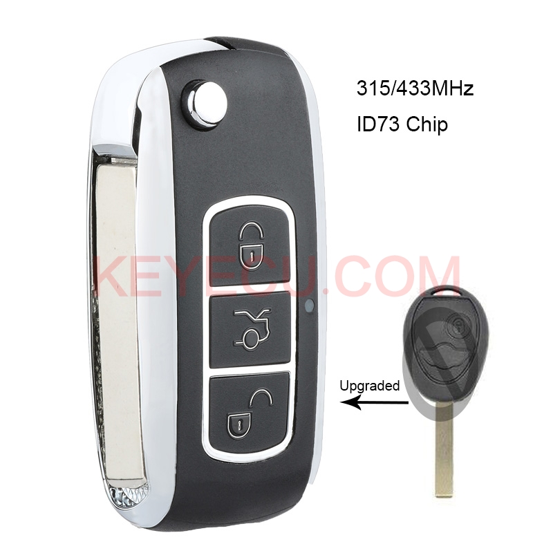 Upgraded Flip Remote Car Key Fob 315/433MHz Optional ID73 for BMW Mini ...