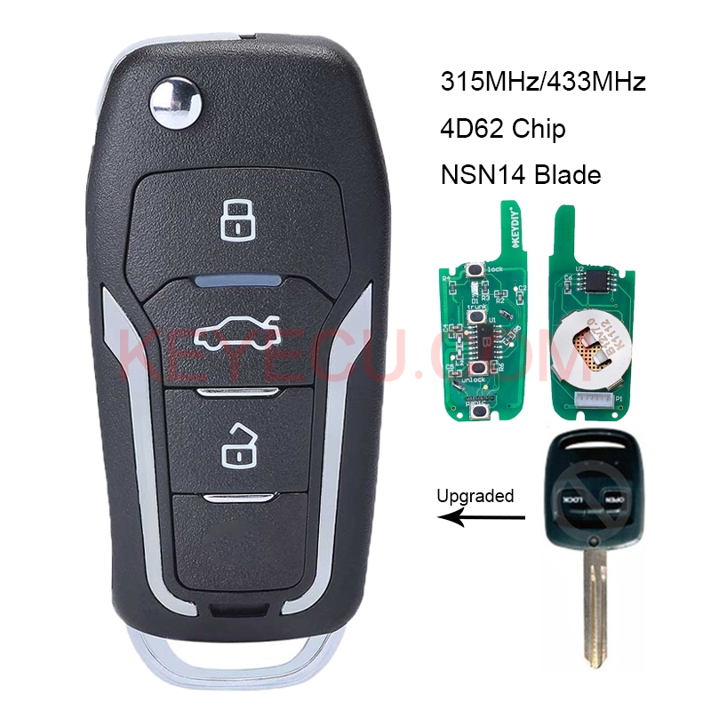 Upgraded Flip Remote Key 315/433MHZ 4D62 Chip for Subaru Forester ...
