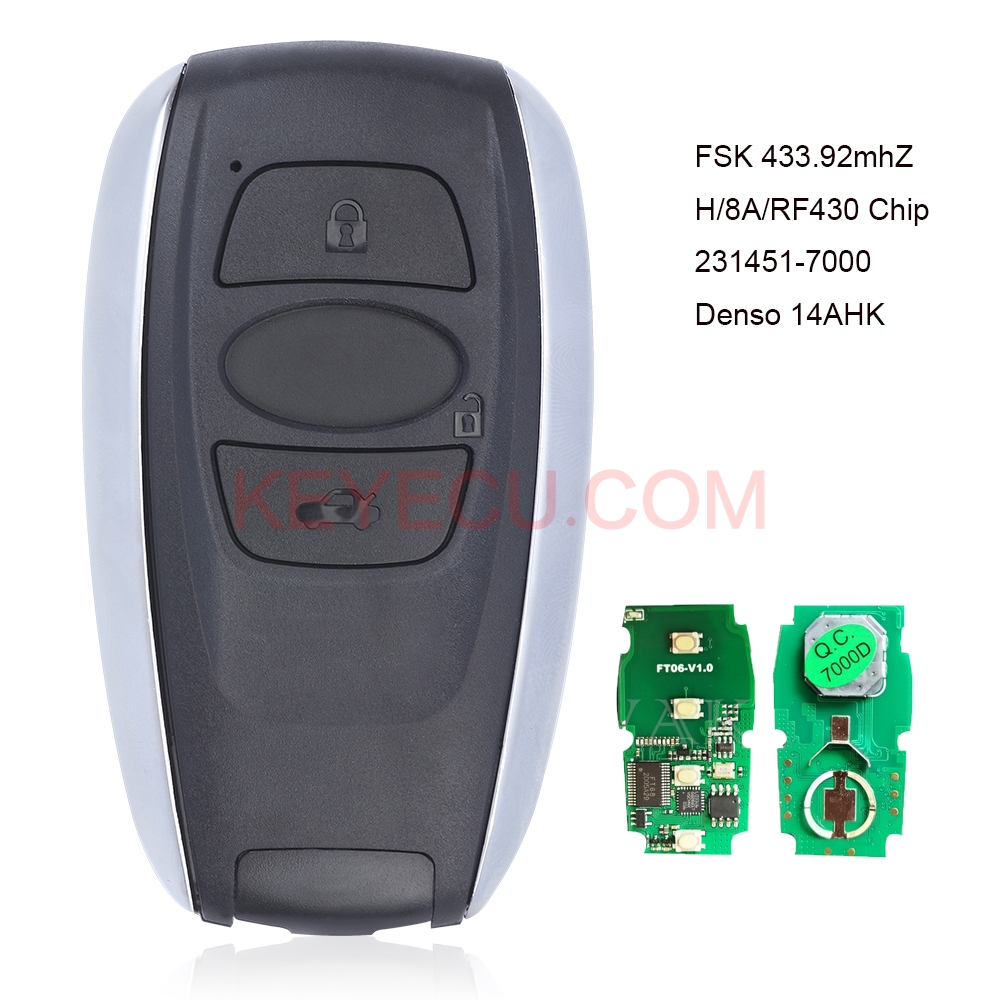 231451-7000 433MHz H/8A/RF430 Chip P1=F3 Denso 14AHK Keyless Entry ...