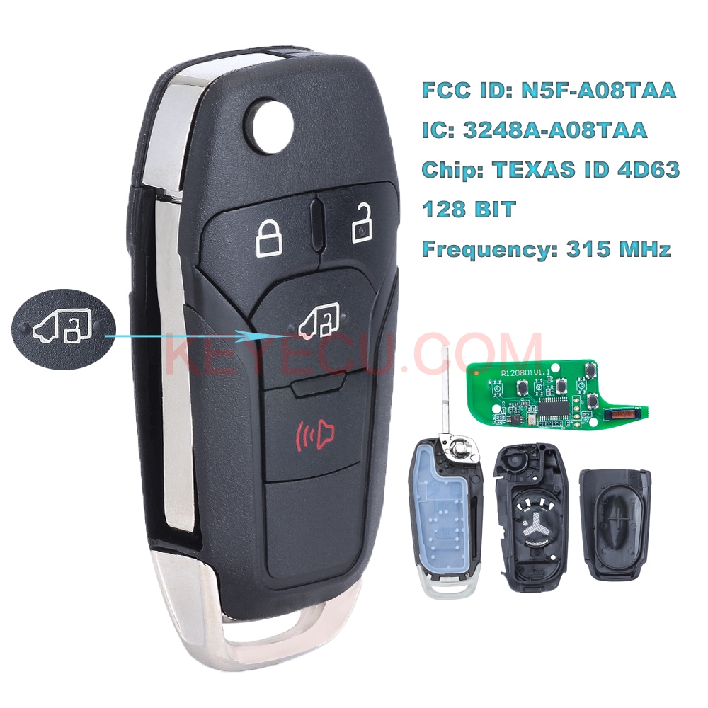Flip Keyless Remote 315MHz FOB for 2019-2020 Ford Transit Connect FCCID ...