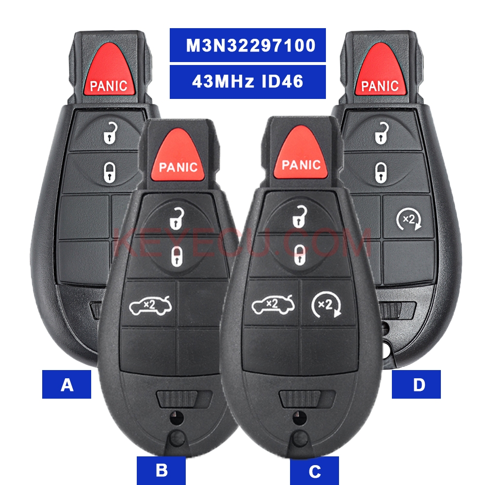 M3N32297100 Smart Remote Car Key 433mhz ID46 Chip For Dodge Keys 3B/4B ...