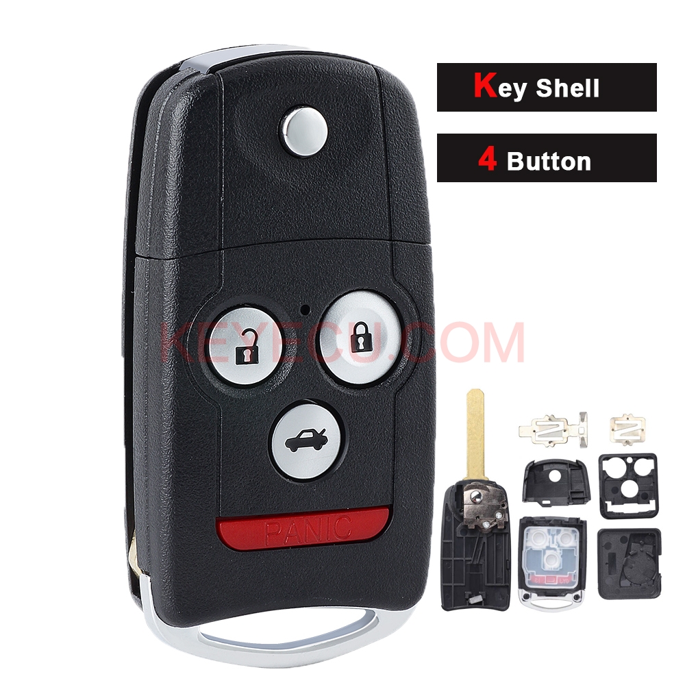 Flip Remote Key Case Shell Fob 4 Button Replacementfor Acura MDX RDX ...