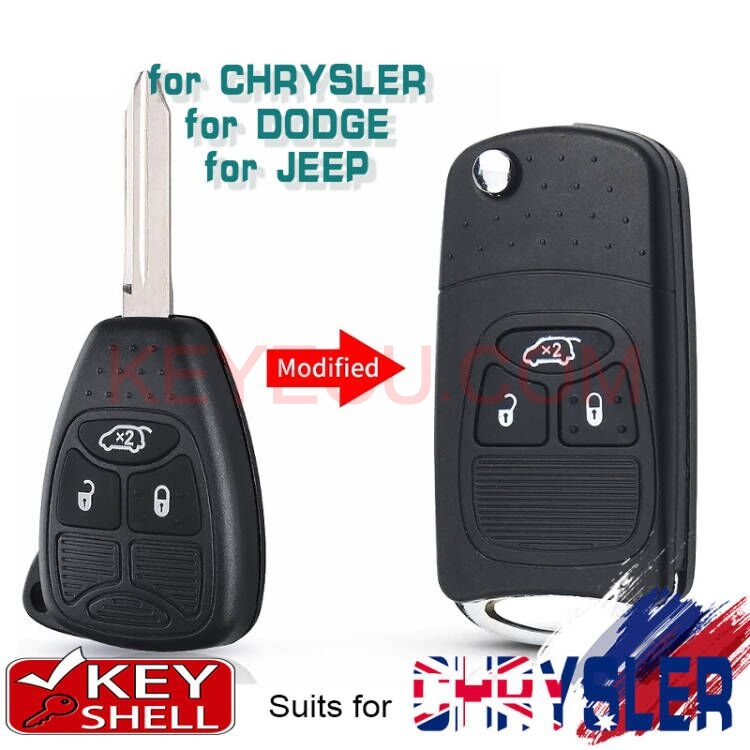 Modified Flip Remote Key Shell 3 Button For Chrysler Dodge PT Cruiser ...