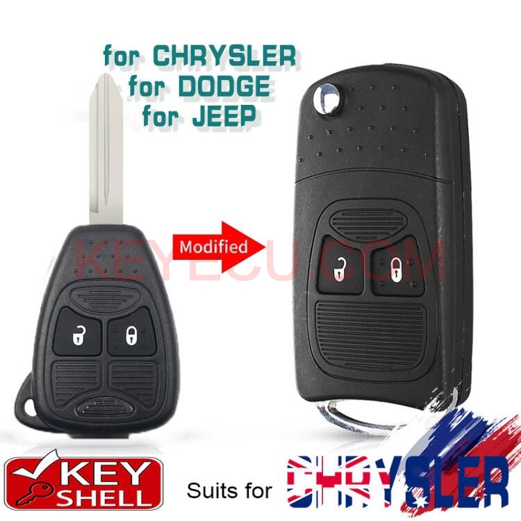 Modified Flip Remote Key Shell 2 Button For Chrysler Dodge 300C Calibre ...