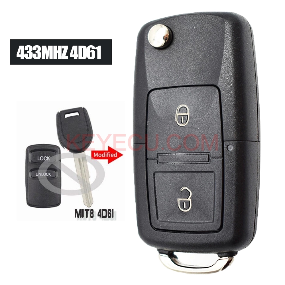 Upgrade Flip Remote Key Fob 433MHZ 4D61 Chip for Mitsubishi Pajero 2000 ...