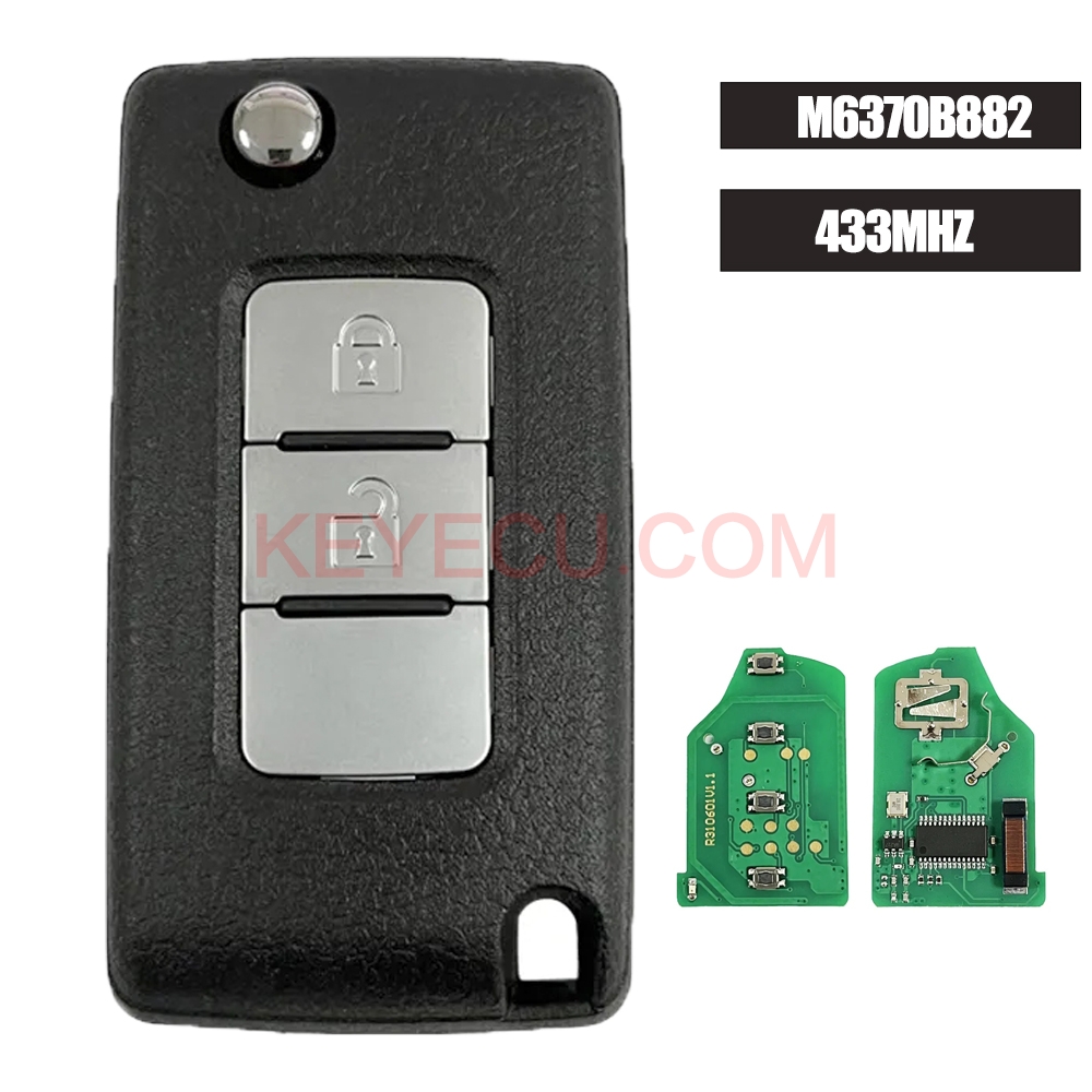 M6370B882 Flip Remote Key 2 Button 433MHZ ID46 Fob For Mitsubishi ...
