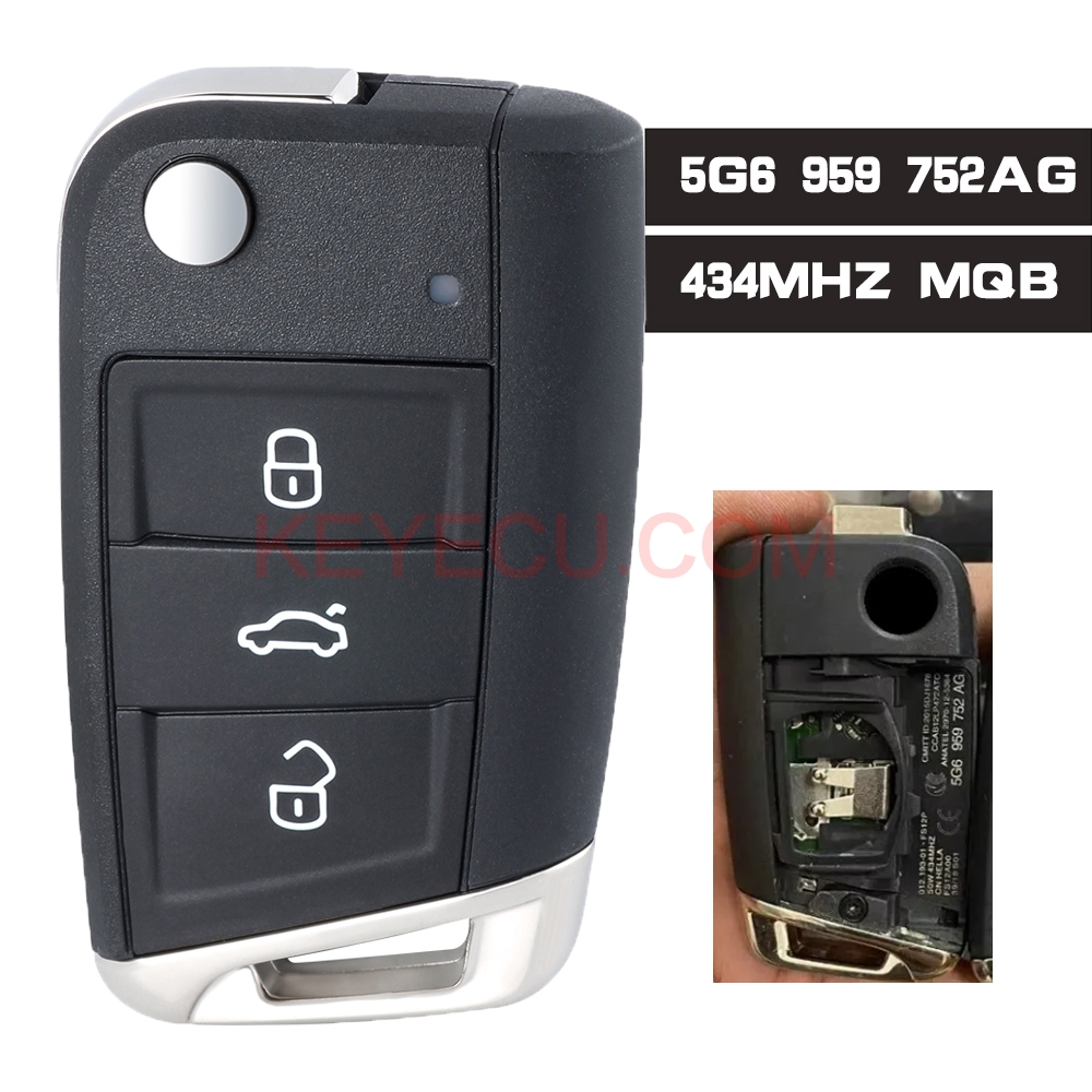 OEM 5G6 959 752 AG, 5G6959752AG Flip Remote Control Car Key With 3 ...