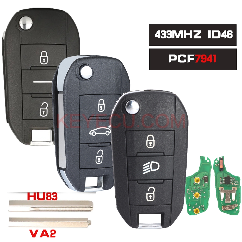434MHZ ID46 PCF7941A Chip Flip Remote Smart Car Key for Citroen C3 C4 ...