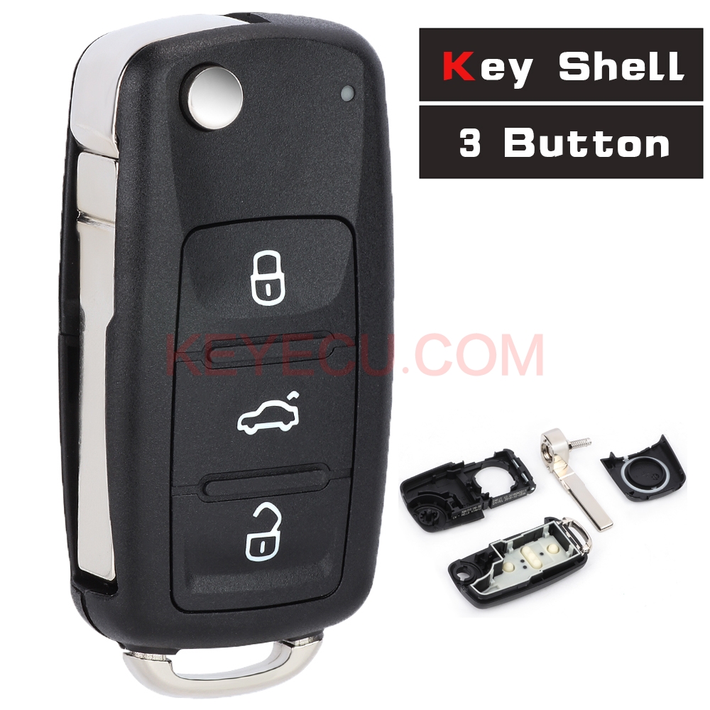 Flip Remote Key Shell Case Fob 3 Button for VW Polo GOLF MK6 Jetta ...