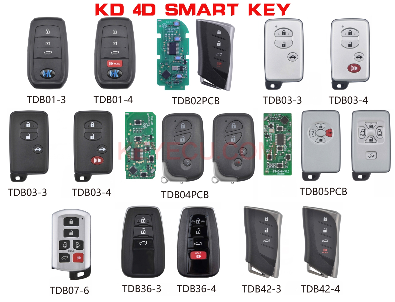 KEYDIY Universal KD 4D Smart Key Generation TDB Remote for Toyota/Lexus/Subaru Car Keys Board ID ...