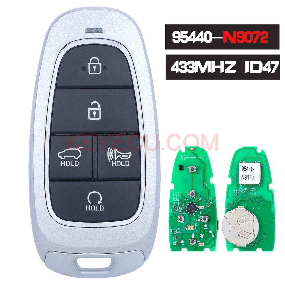 95440-N9072 Smart Remote Key 5 Buttons 433MHz ID47 Fob for Hyundai ...