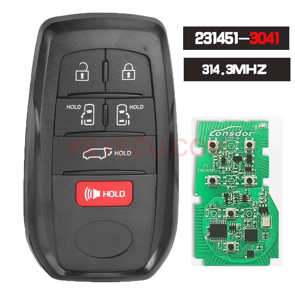 231451-3041 Smart Remote Key Keyless Go Fob 314.3MHz 6 Button for ...