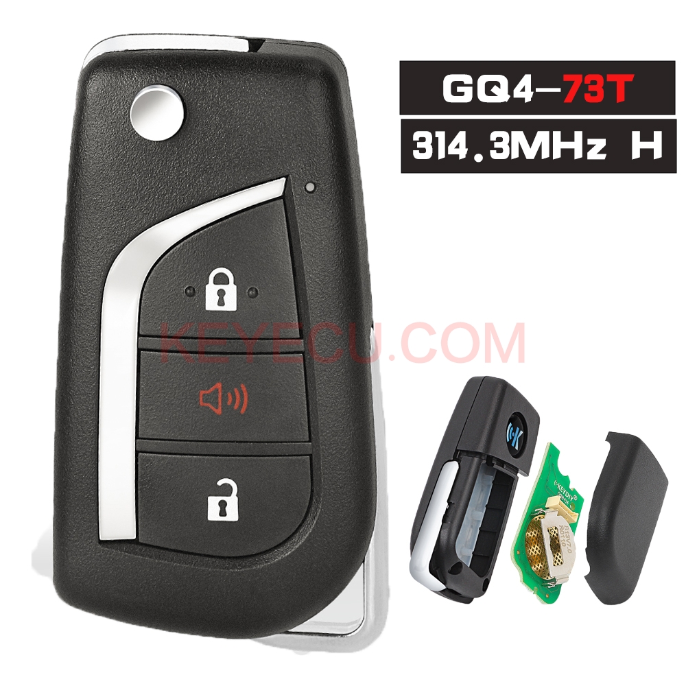 GQ4-73T GQ473T 3 Button Keyless Remote Flip Key FSK 314MHz H Chip Fob ...