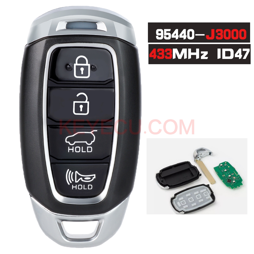 95440-J3000 Smart Remote Key Fob 433MHz ID47 4 Button for Hyundai ...